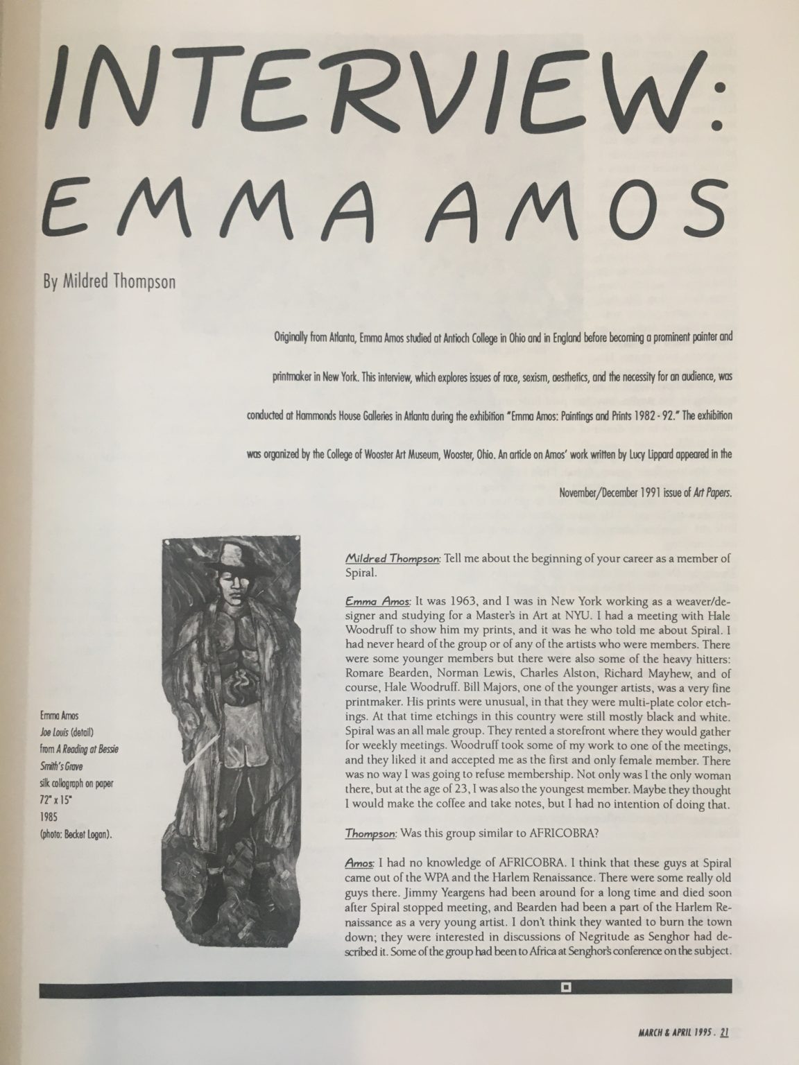 Emma Amos - Art Papers